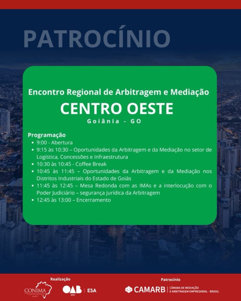 Encontro Regional de Arbitragem e Mediação: Centro-Oeste (Conima ...